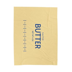 Velveteen Plush Blanket - Butter Blanket, Funny Food Blanket, Cozy ...