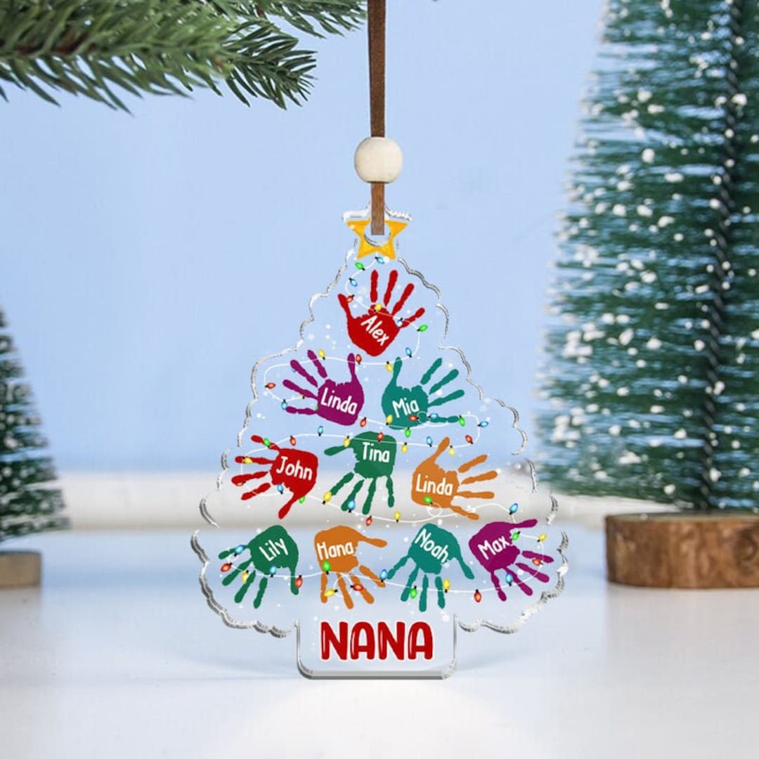Colorful Handprint Christmas Tree Personalized Ornament - Etsy