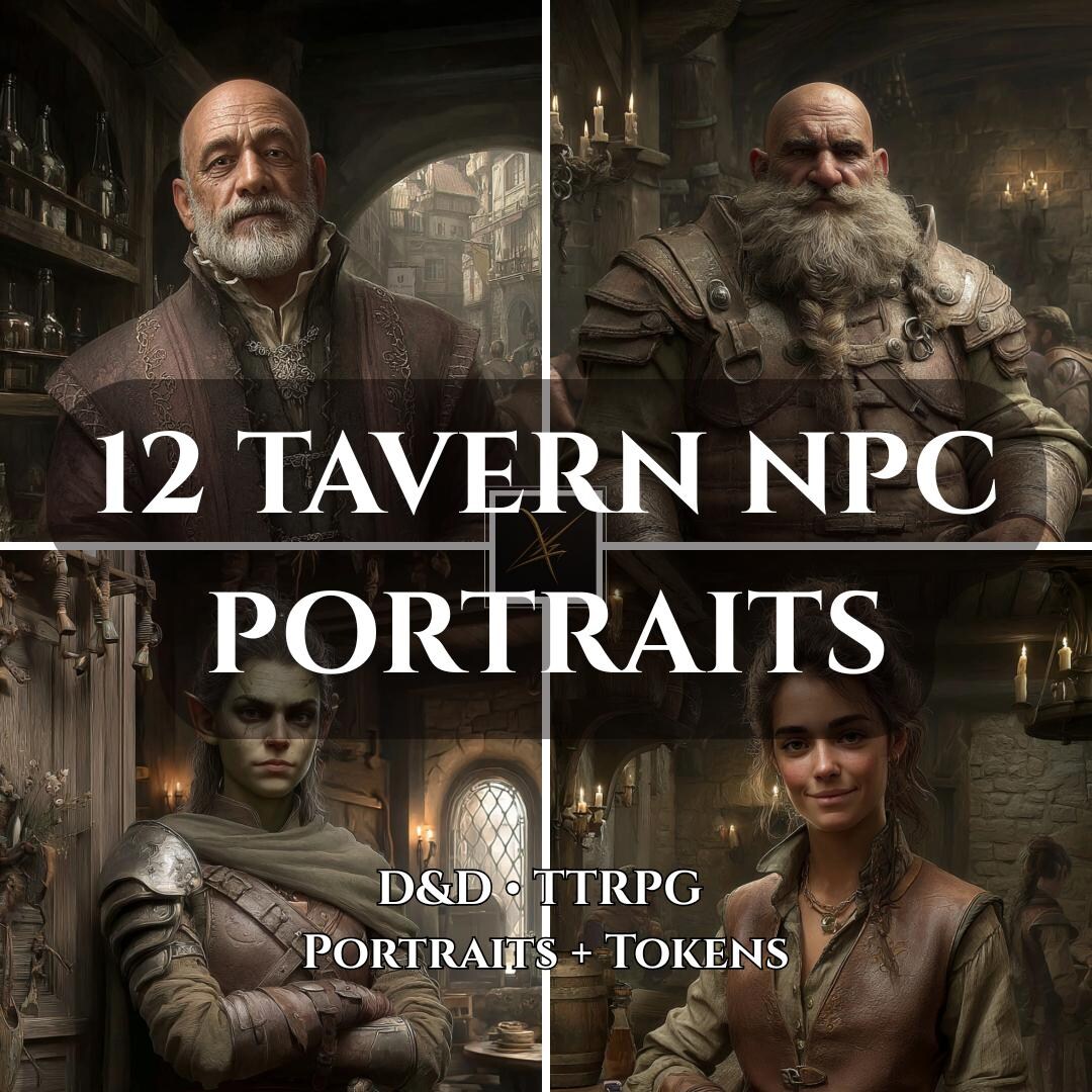 Retratos de NPCs de Taverna e Tokens para VTT – Arte de Personagens para RPG de Fantasia (Guia ...