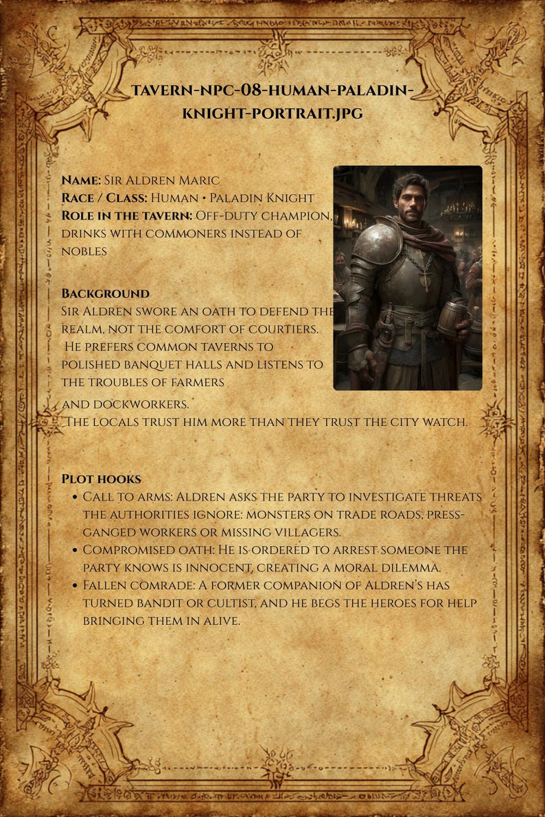 Tavern NPC Portraits & VTT Tokens – Fantasy RPG Character Art (pdf ...