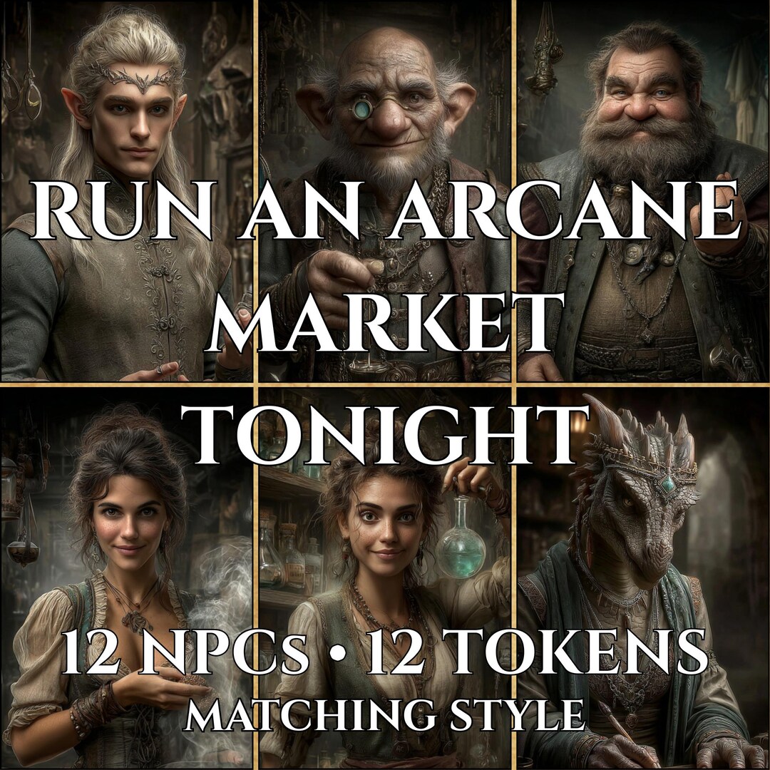 Arcane Market NPC Portraits - TTRPG & Dnd Tokens (PDF Guide) - Etsy