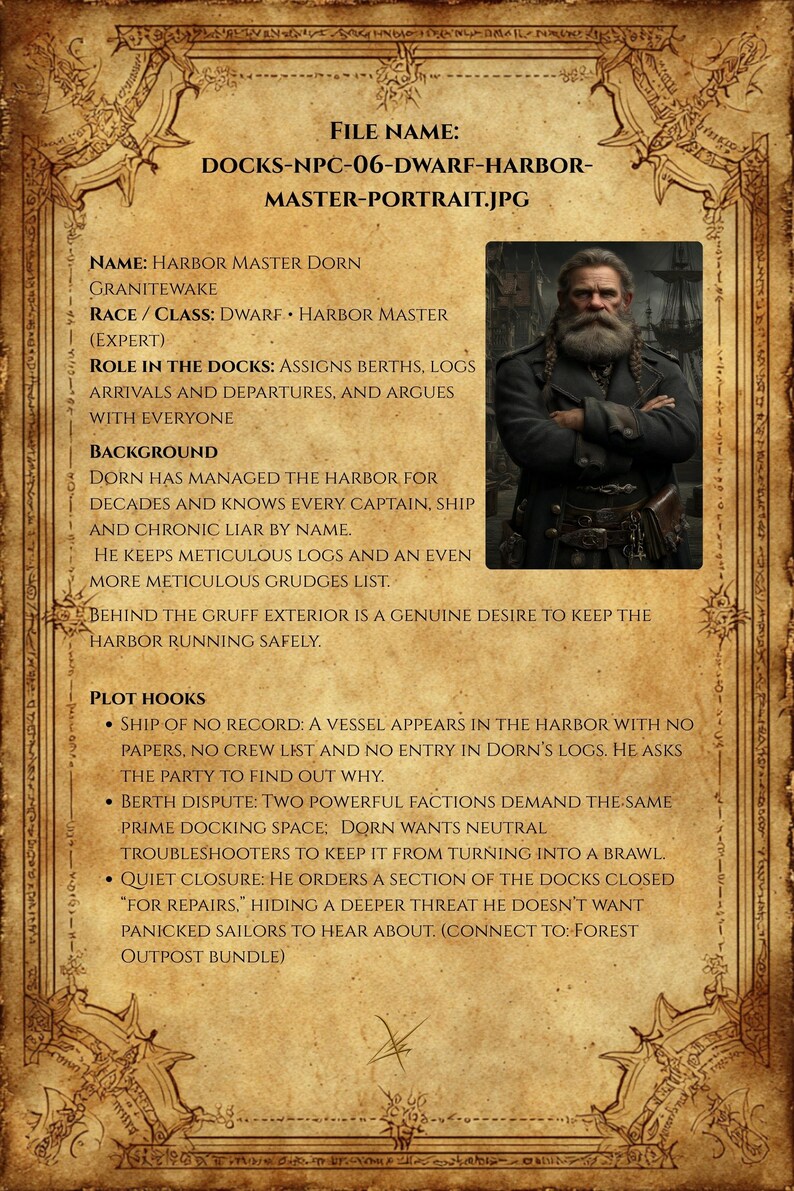 Docks NPC Portrait Pack – Fantasy RPG Character Art & Tokens (PDF Guide ...