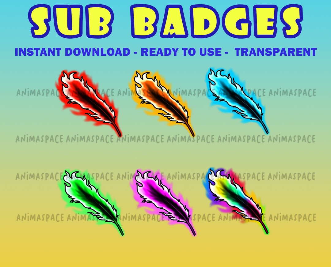 Sub Badges Cute Phoenix Fire Feather Pack for Twitch - Etsy