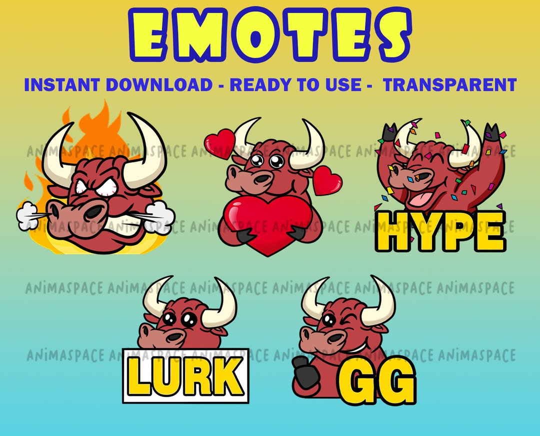Emotes Cute Bull Pack for Twitch Discord and Youtube - Etsy