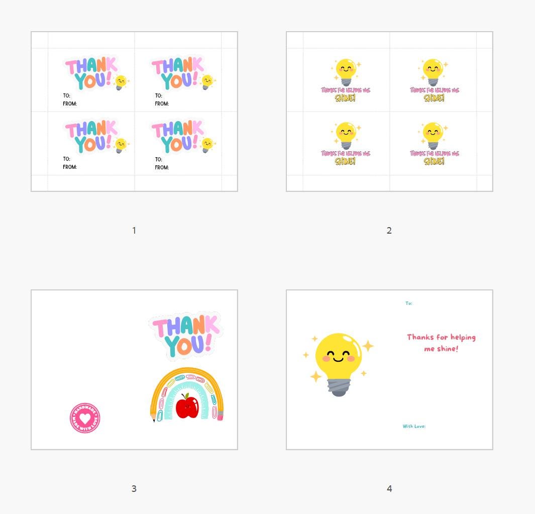 Thank You for Helping Me Shine” Printable Teacher Card & Gift Tag ...