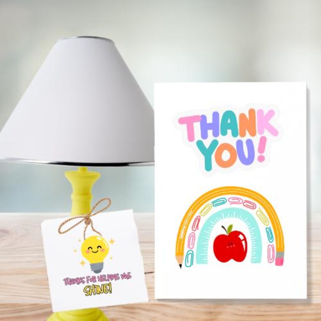 Thank You for Helping Me Shine” Printable Teacher Card & Gift Tag ...