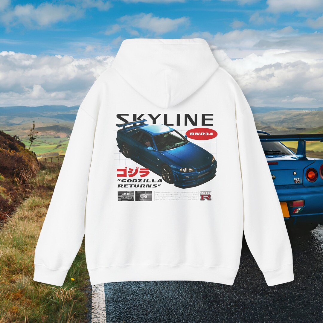 Nissan Skyline R34 Hoodie - Original Art Car Shirt Poster Type Design ...