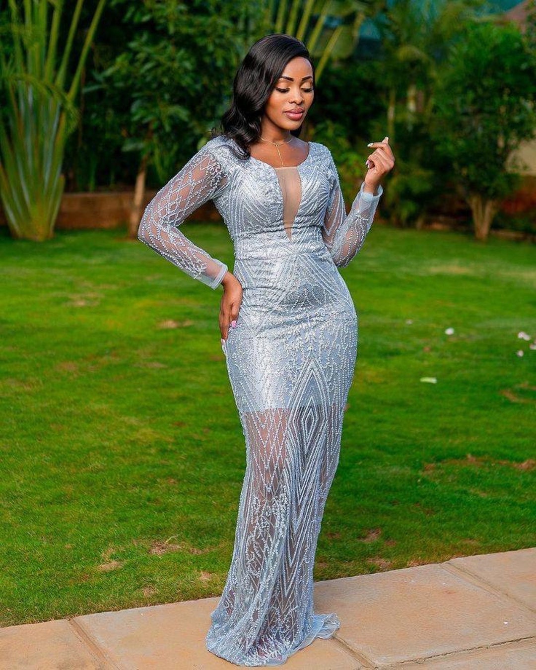 African Lace Dress, Bridal Party Dress, Engagement Dress,lace Gown ...