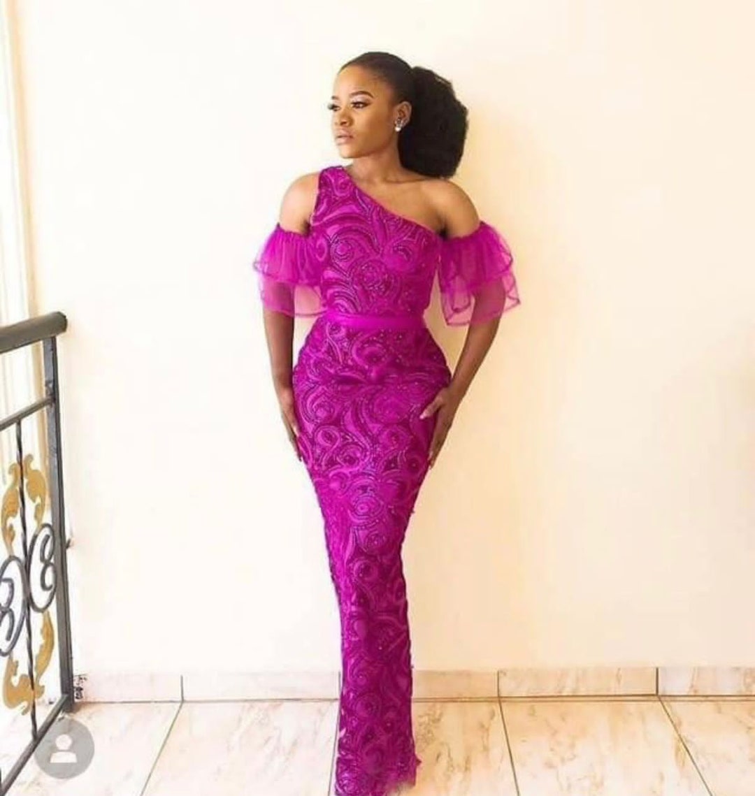 African Pink Lace Dress, African Homecoming Dress, Ankara Clothing ...
