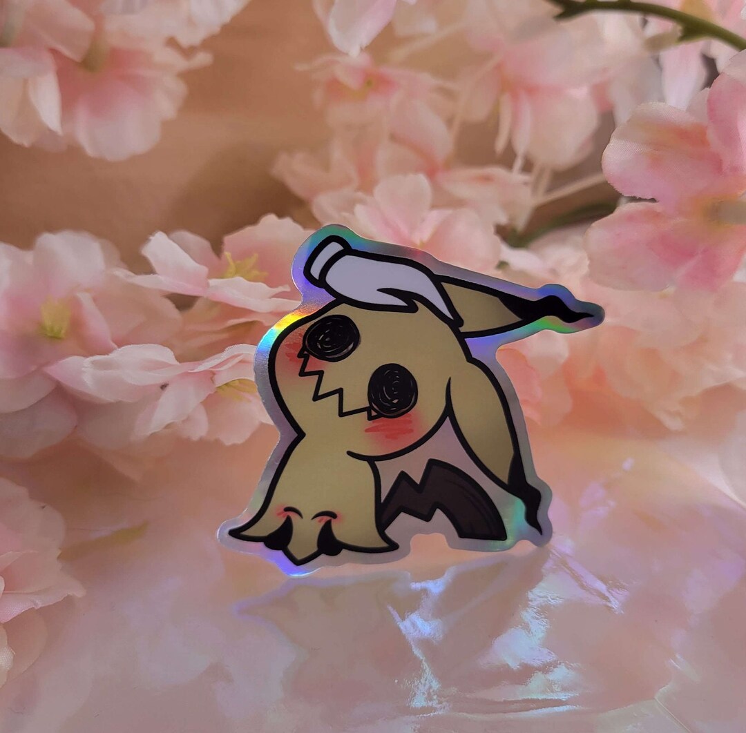 Mimikyu Ghost Evolution Hood - 3" & 2" Holographic Vinyl Die Cut ...