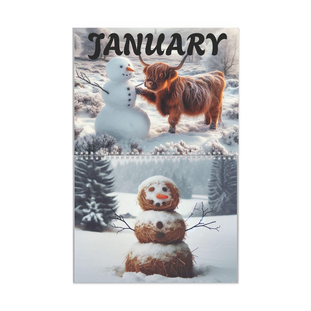 Highland Cow Wall Calendar, Scottish Cattle Animal Lover Gift, 2022 ...