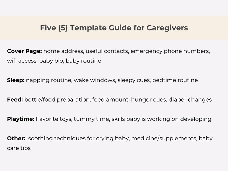 FULLY EDITABLE or Print to Fill in Babysitter's Guide for Care of ...