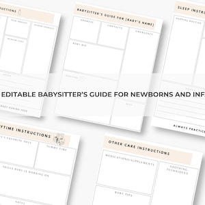 FULLY EDITABLE or Print to Fill in Babysitter's Guide for Care of ...