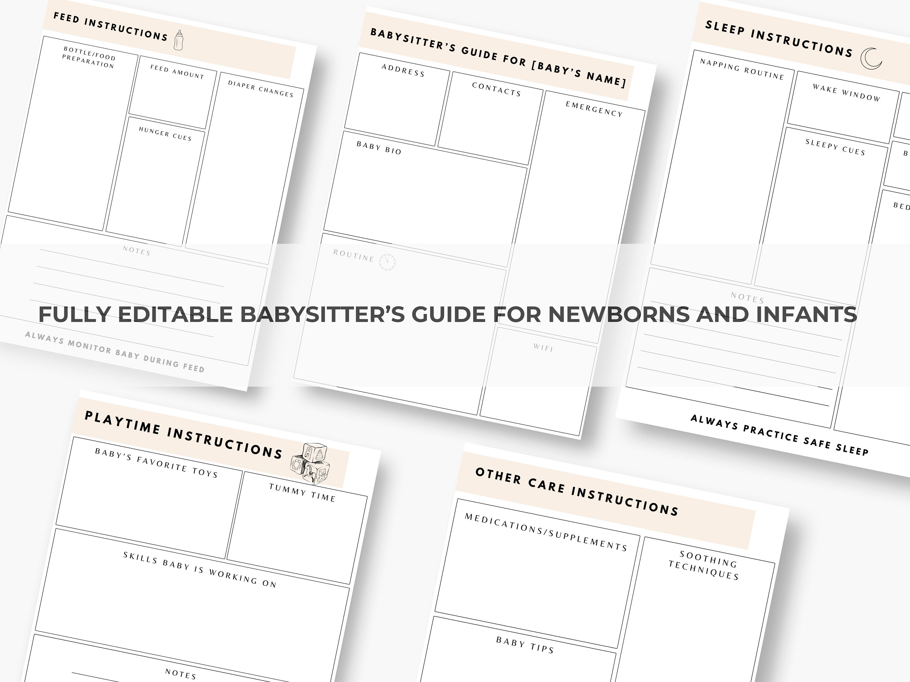 FULLY EDITABLE or Print to Fill in Babysitter's Guide for Care of ...