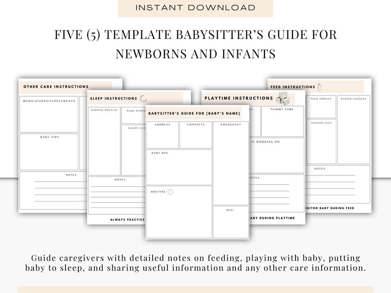 FULLY EDITABLE or Print to Fill in Babysitter's Guide for Care of ...
