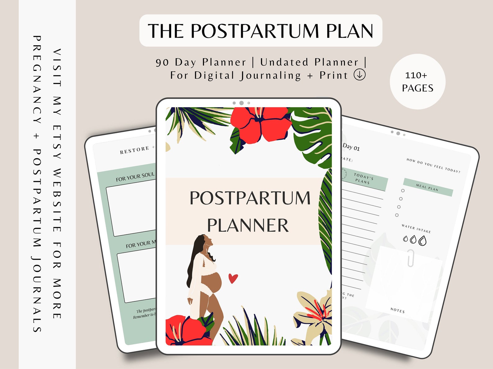 Pregnant Mama's Guided Postpartum Daily Planner, Fourth Trimester, Baby ...
