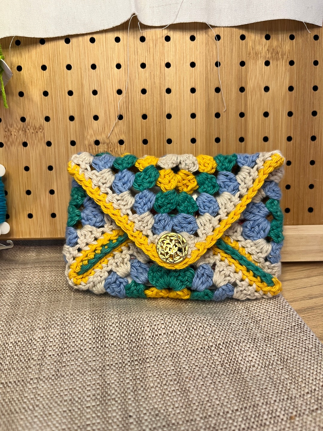 Crochet Granny Square Card Pouch - Etsy