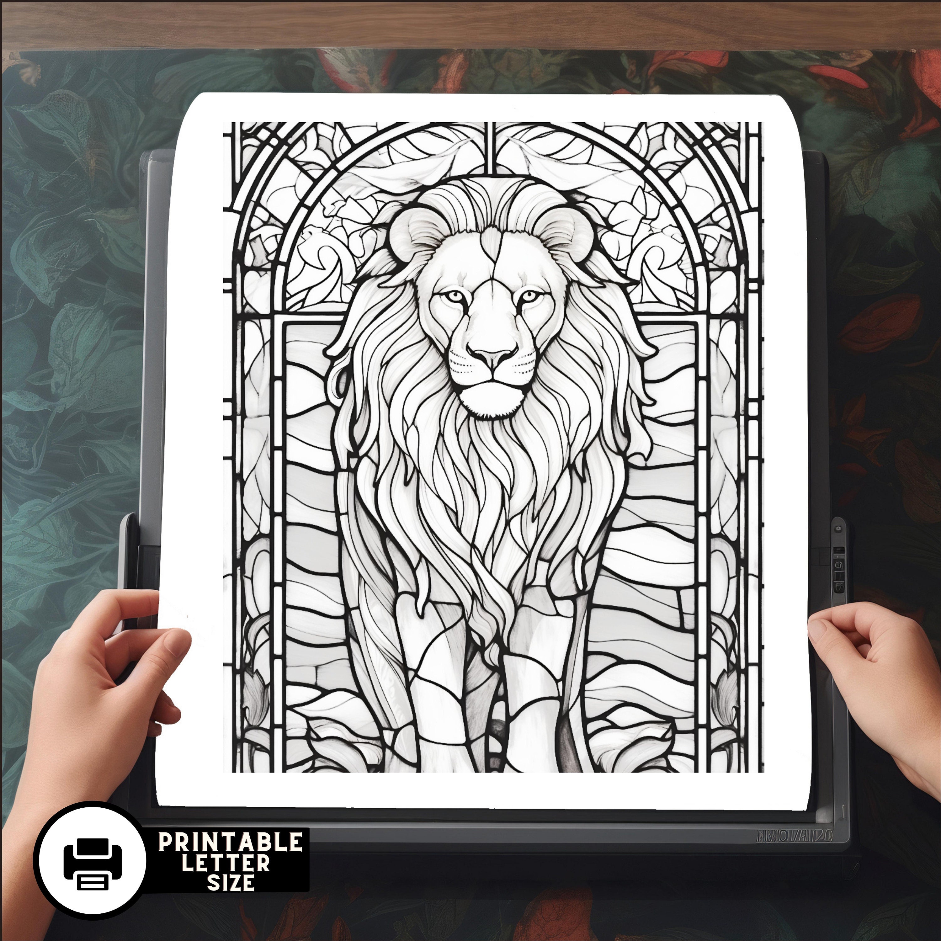 Stained Glass Color Page Set of 44 Print Pages, Color Book for Adults ...