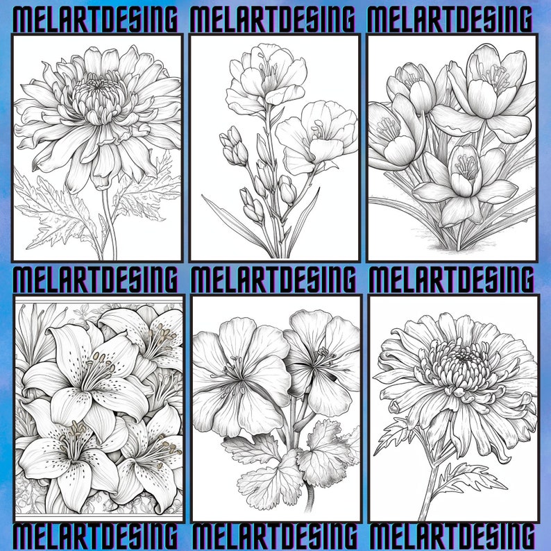 Flower Garden Coloring Pages Set of 32 Printable Pages, Coloring Book ...