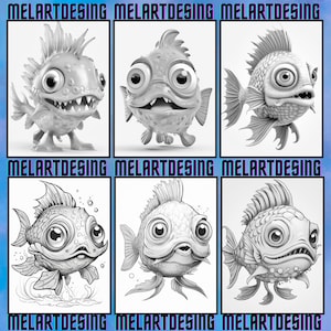 Monster Fish Color Page - Set of 30 Printable Relaxing Sea World ...