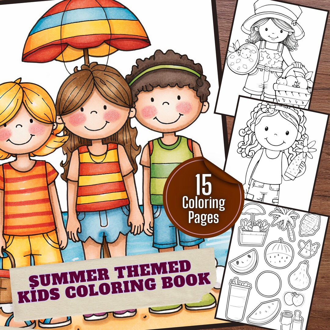 Summer Season Coloring Pages - Set of 15 Printable Pages, Coloring Book ...