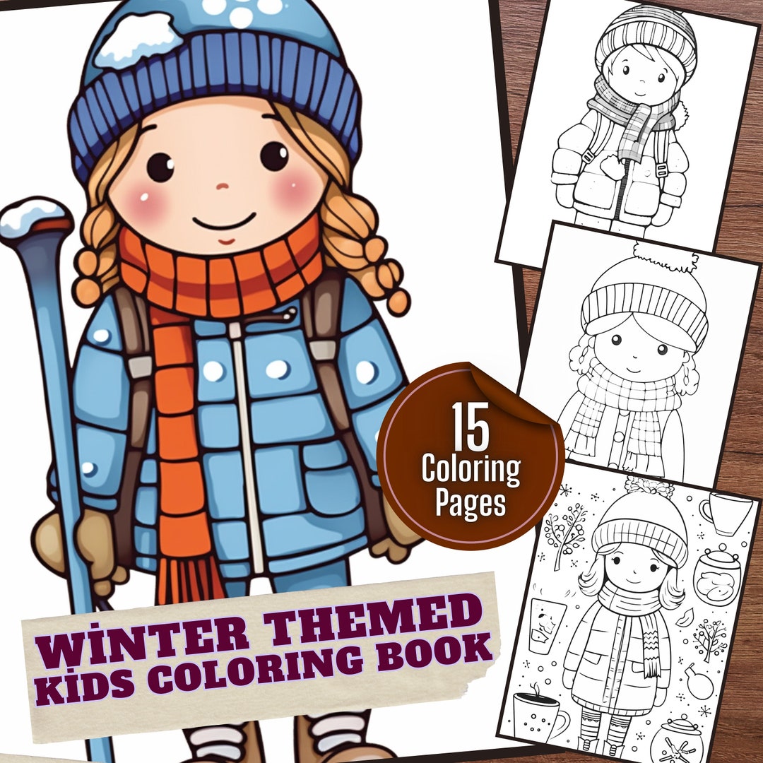 Winter Season Coloring Pages - Set of 15 Printable Pages, Coloring Book ...