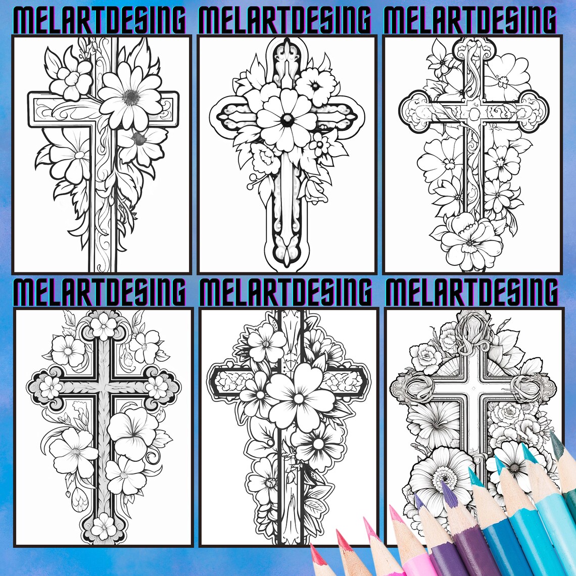 Holy Cross Coloring Pages Set of 50 Printable Pages, Coloring Book for ...