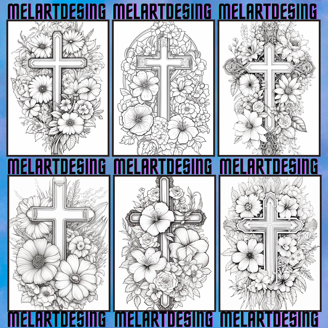 Holy Cross Coloring Pages Set of 50 Printable Pages, Coloring Book for ...