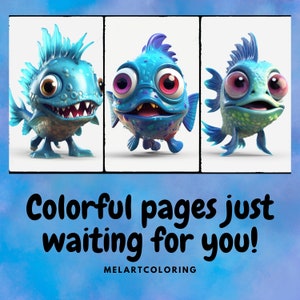 Monster Fish Color Page - Set of 30 Printable Relaxing Sea World ...