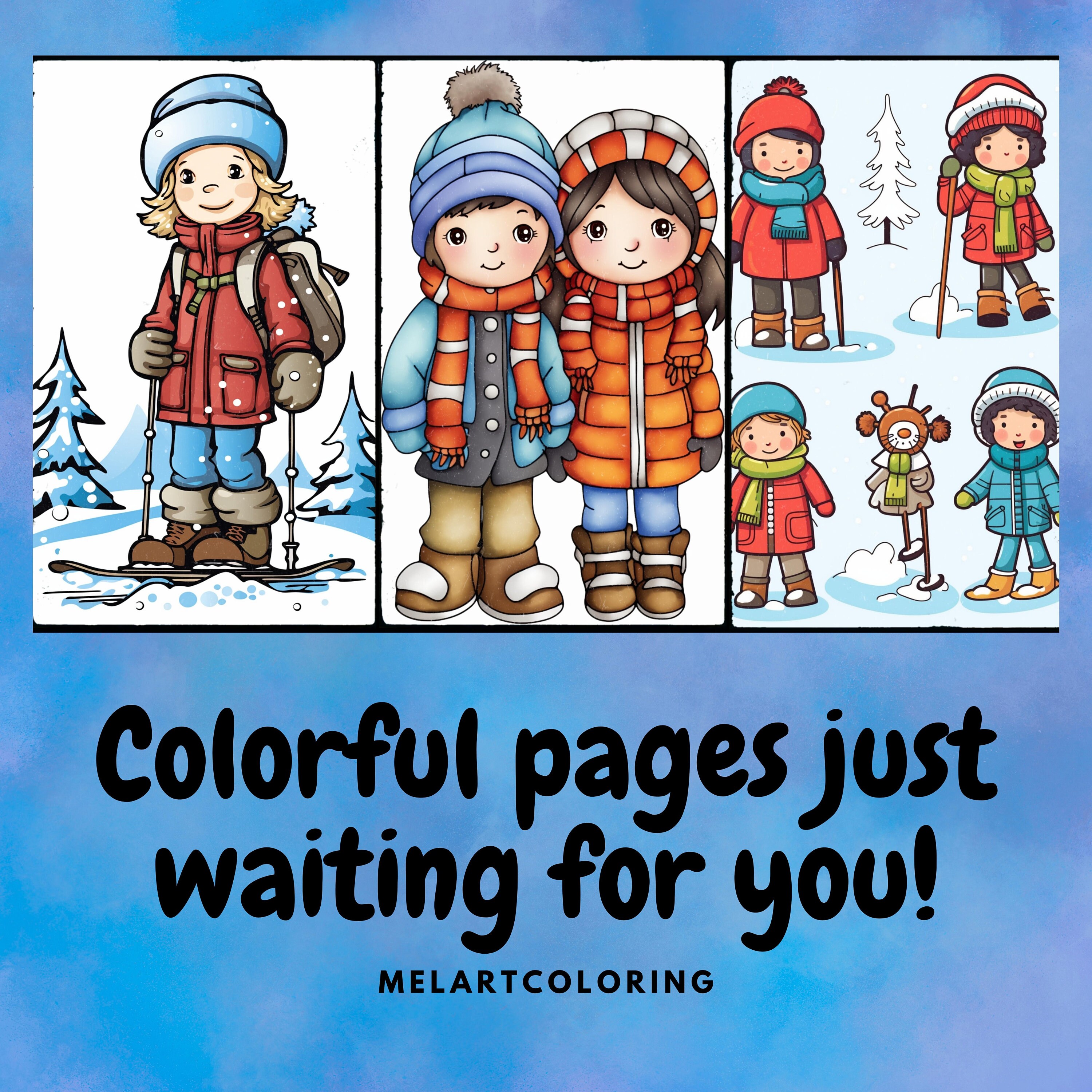 Winter Season Coloring Pages - Set of 15 Printable Pages, Coloring Book ...