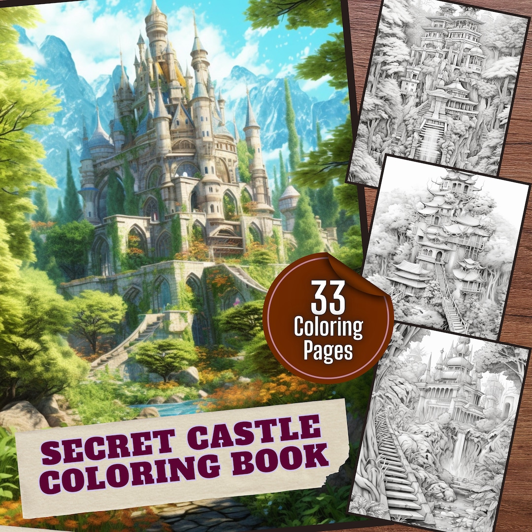 Secret Castle Coloring Pages - Set of 33 Printable Pages, Coloring Book ...