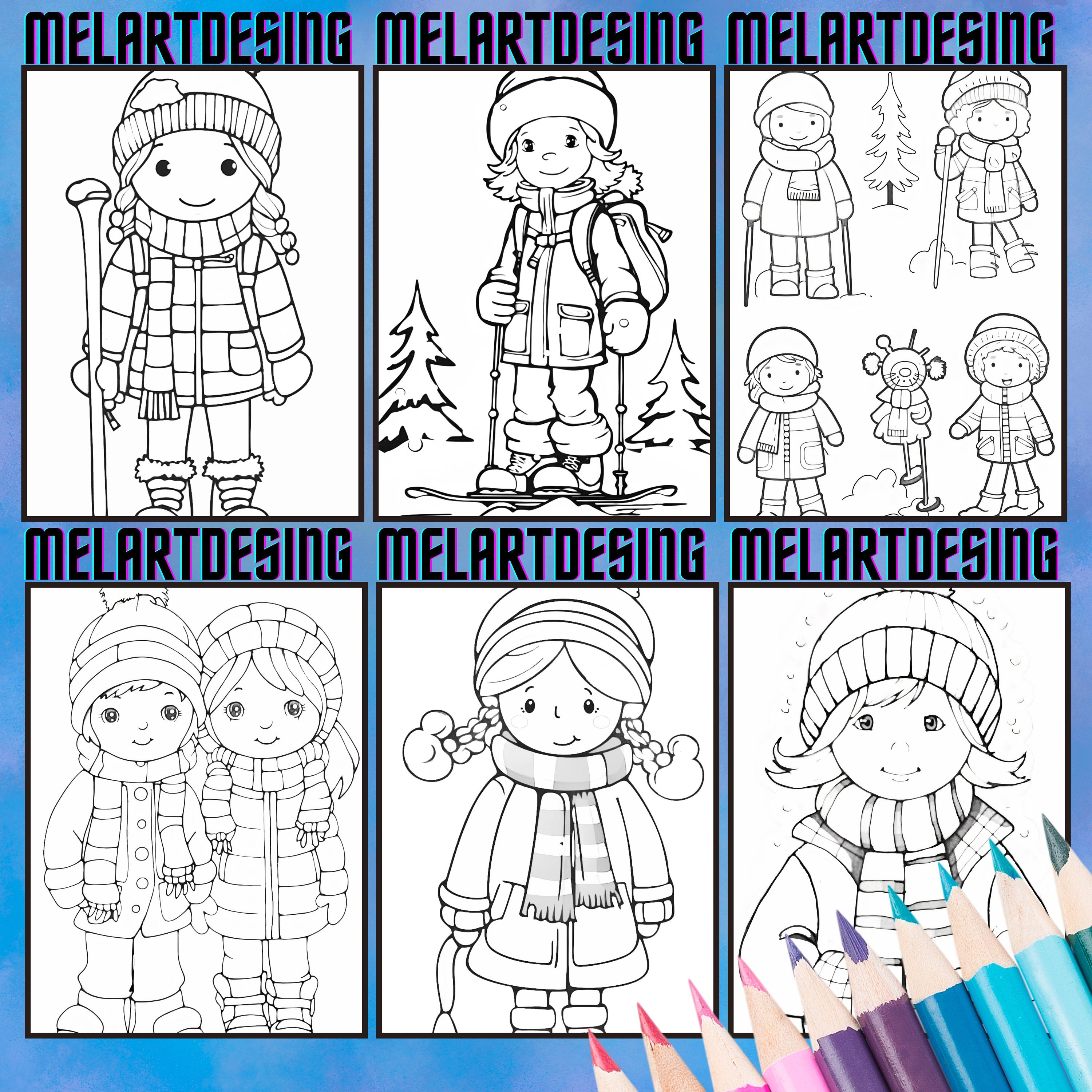 Winter Season Coloring Pages Set of 15 Printable Pages, Coloring Book ...