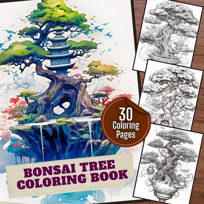 Bonsai Tree Coloring Pages Set of 30 Printable Pages - Etsy