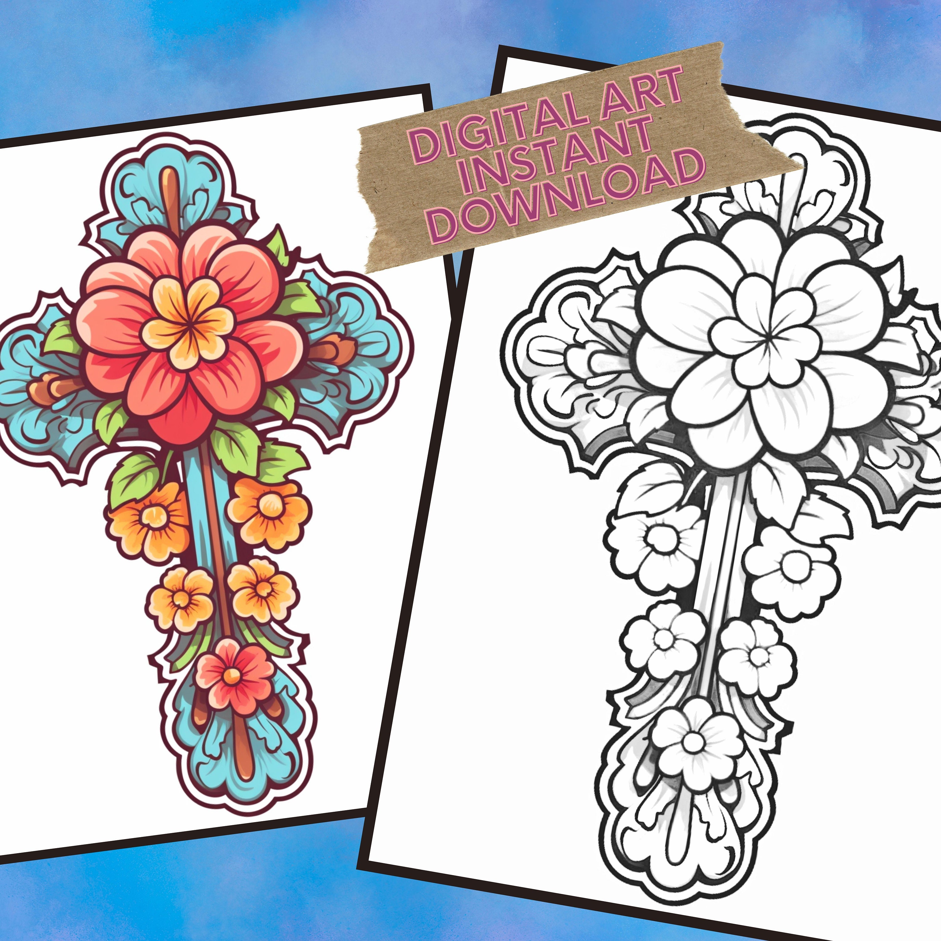 Holy Cross Coloring Pages Set of 50 Printable Pages, Coloring Book for ...