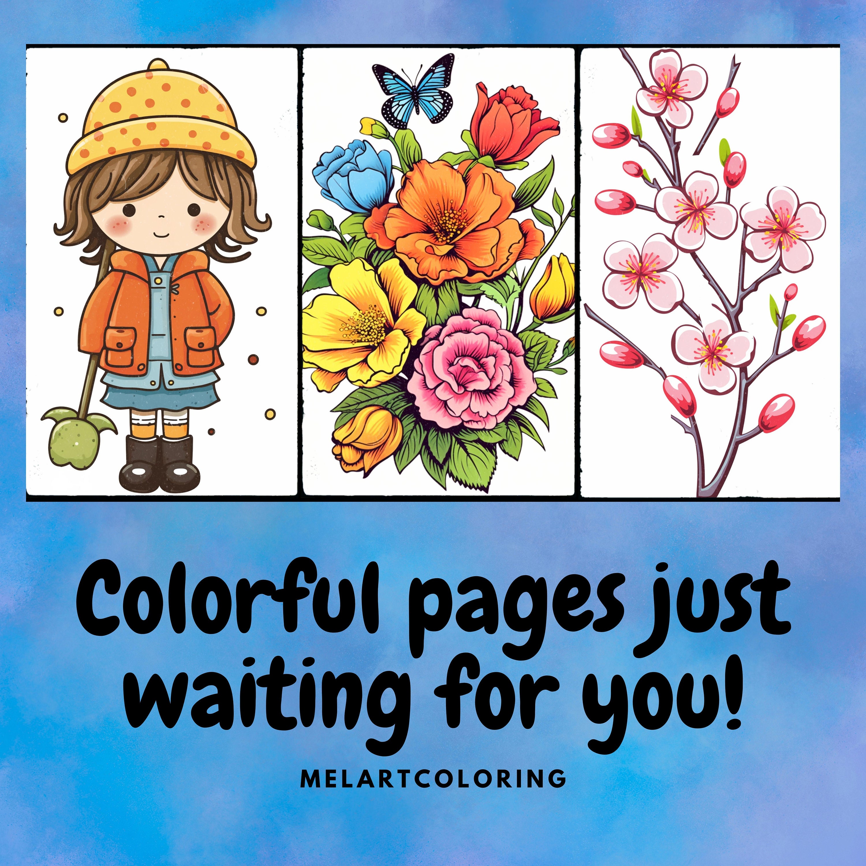 Spring Season Coloring Pages - Set of 16 Printable Pages, Coloring Book ...