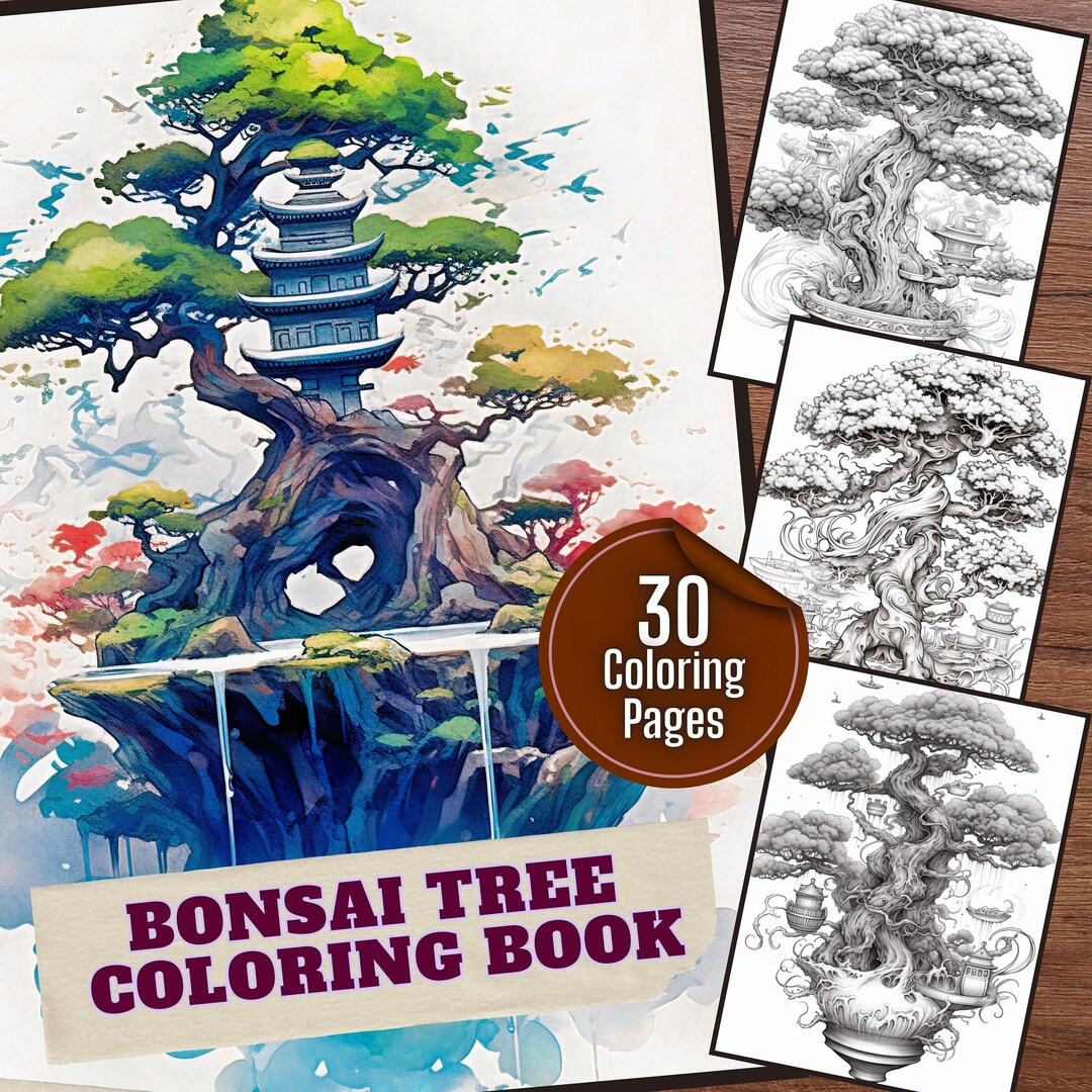 Bonsai Tree Coloring Pages Set of 30 Printable Pages - Etsy