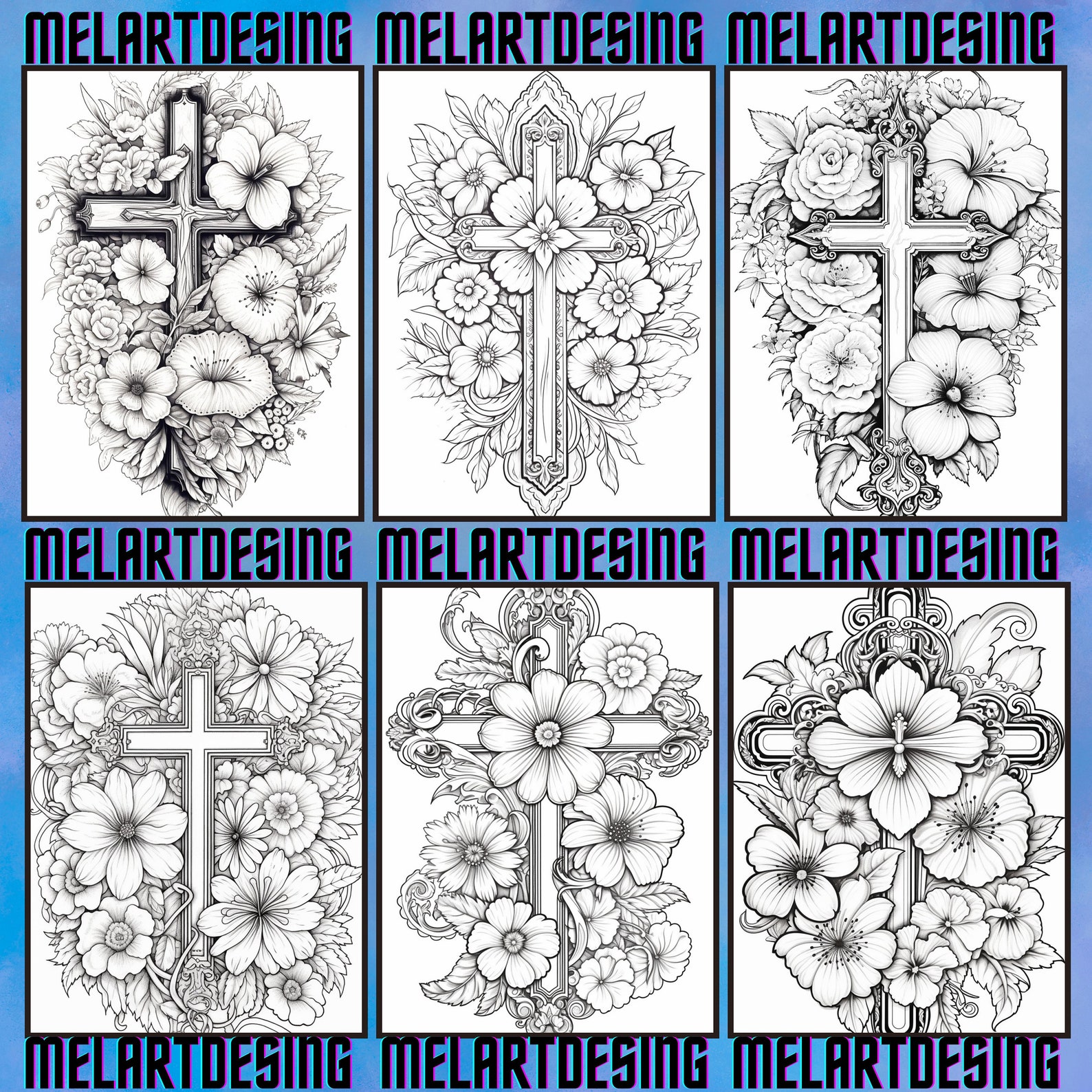 Holy Cross Coloring Pages Set of 50 Printable Pages, Coloring Book for ...