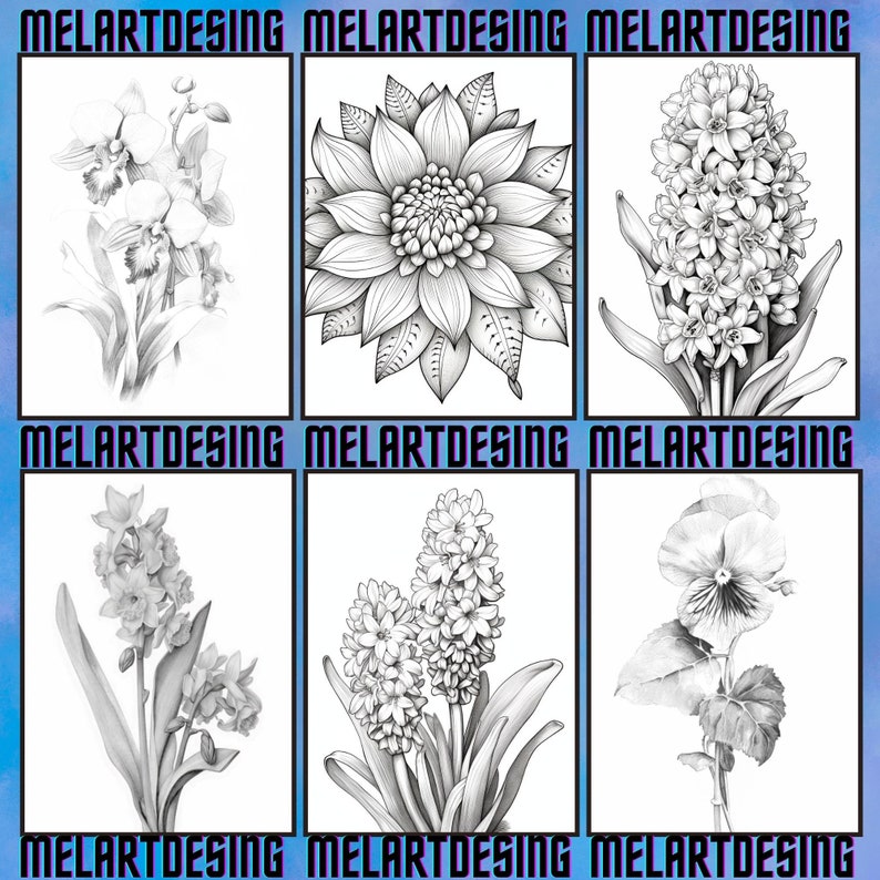 Flower Garden Coloring Pages Set of 32 Printable Pages, Coloring Book ...