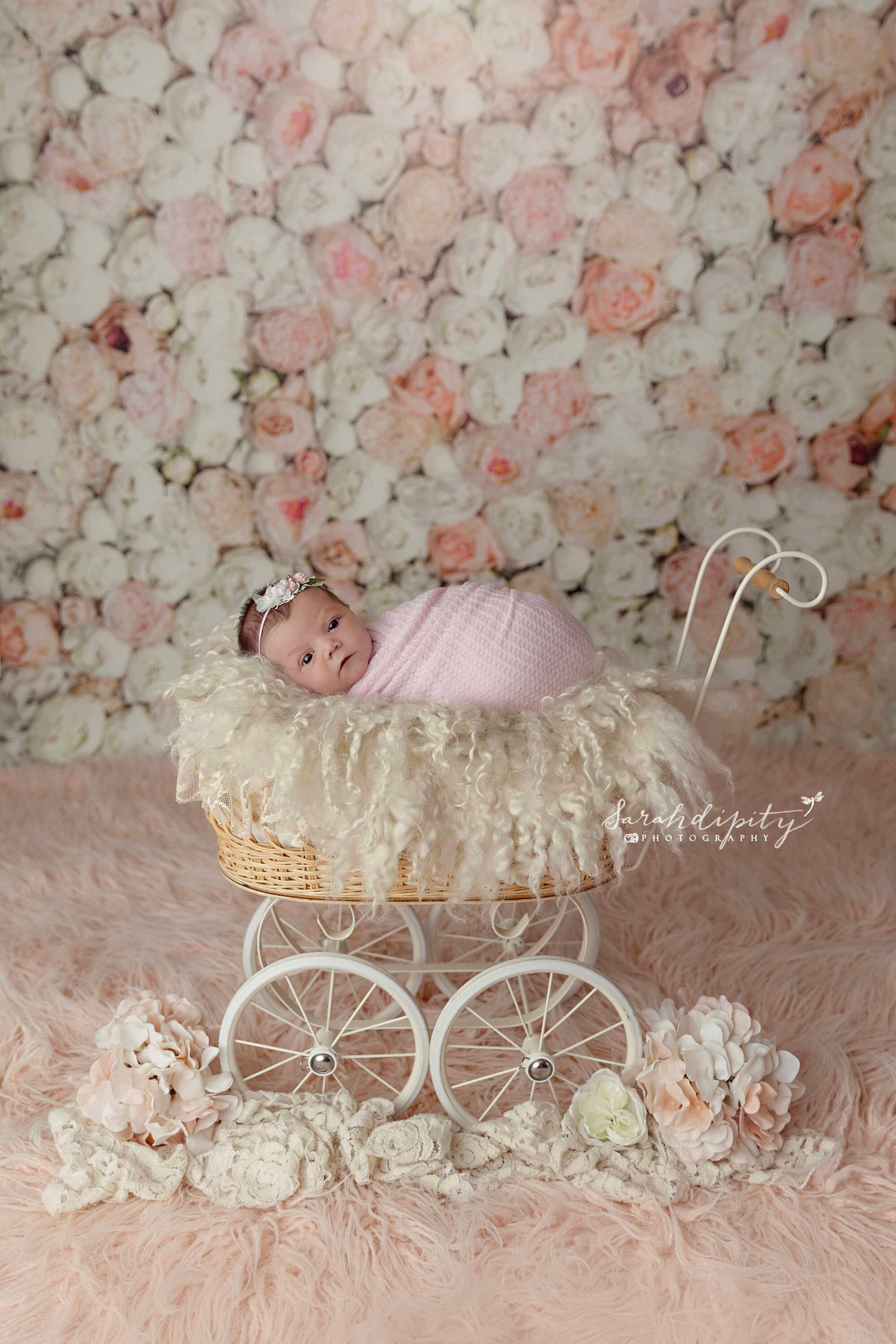 Newborn Girl Digital Background for Baby Composite Images, Floral Wall ...