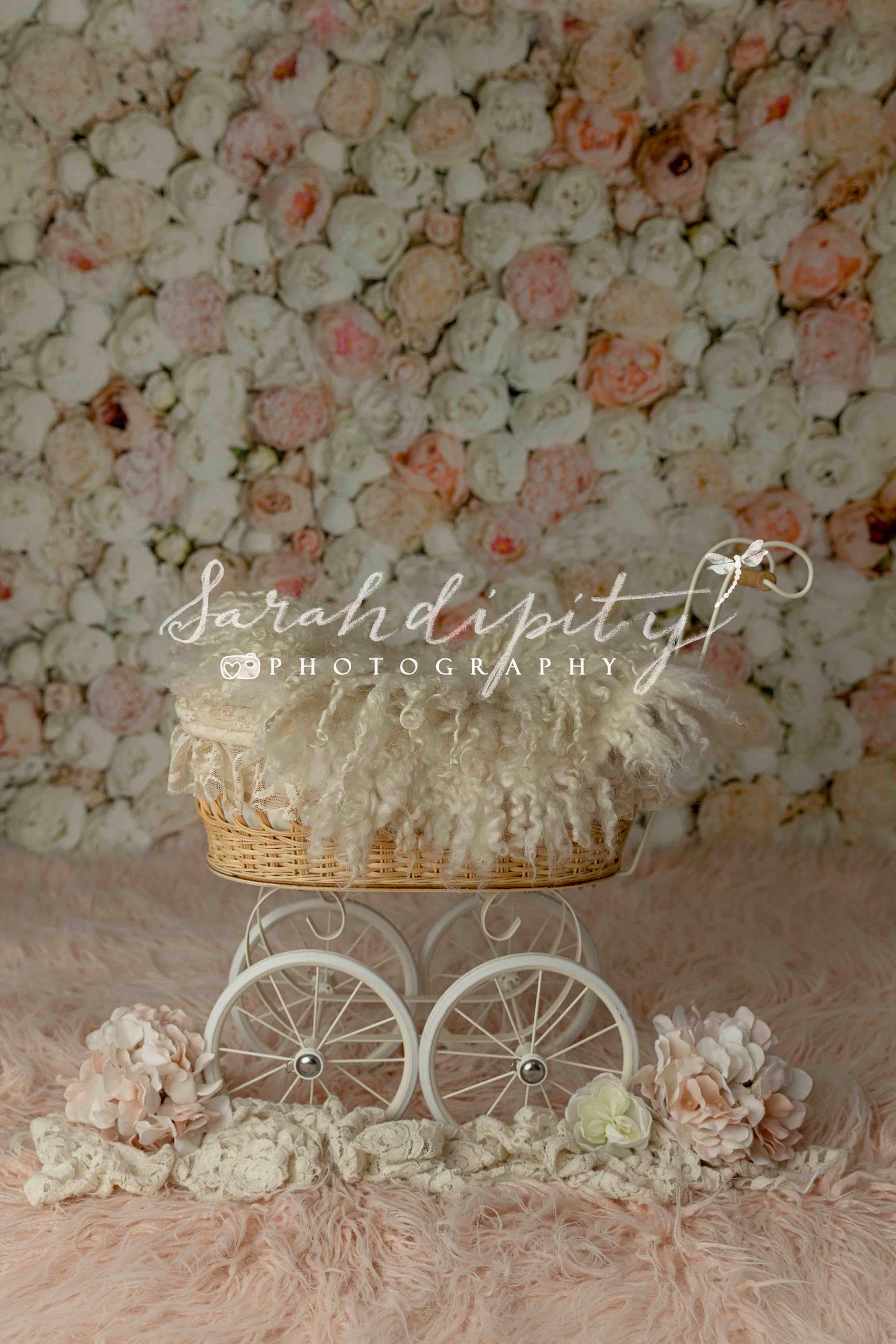 Newborn Girl Digital Background for Baby Composite Images, Floral Wall ...