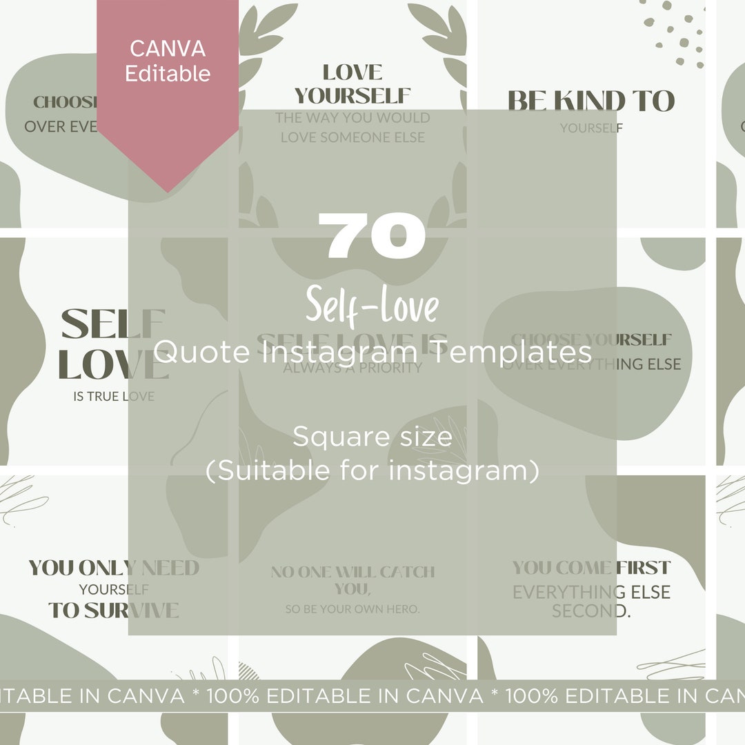 EDITABLE Self Love Quote Instagram Templates Editable Template ...