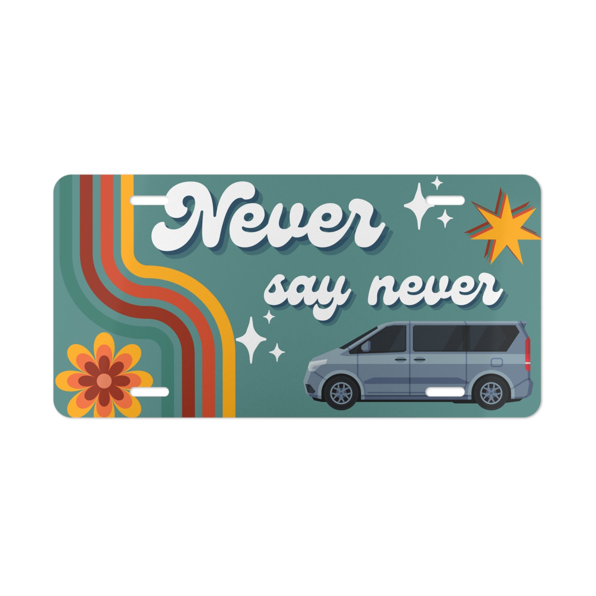 Never Say Never Mini Van Vanity Plate, Funny Vanity Plate, Gift for Mom ...
