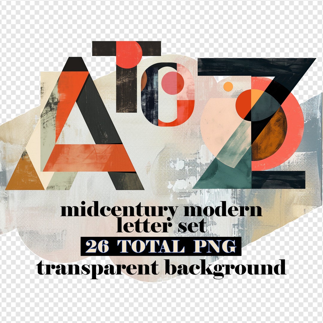 Midcentury Letter Set, Full Alphabet Inspired by Abstract Paintings and ...