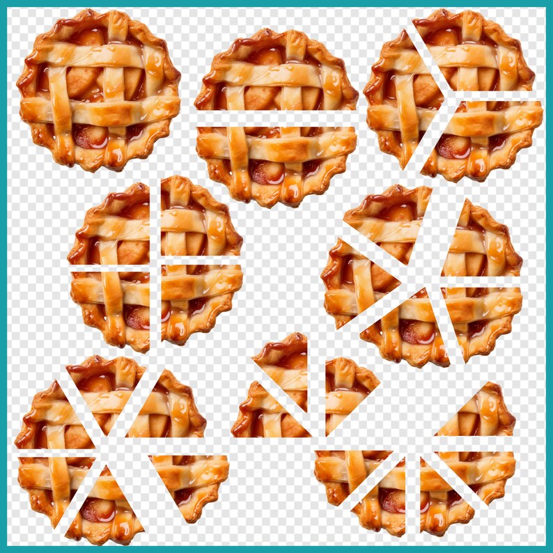 Fraction Clip Art: Sliced Apple Pie PNG Bundle for Math Worksheets - Etsy