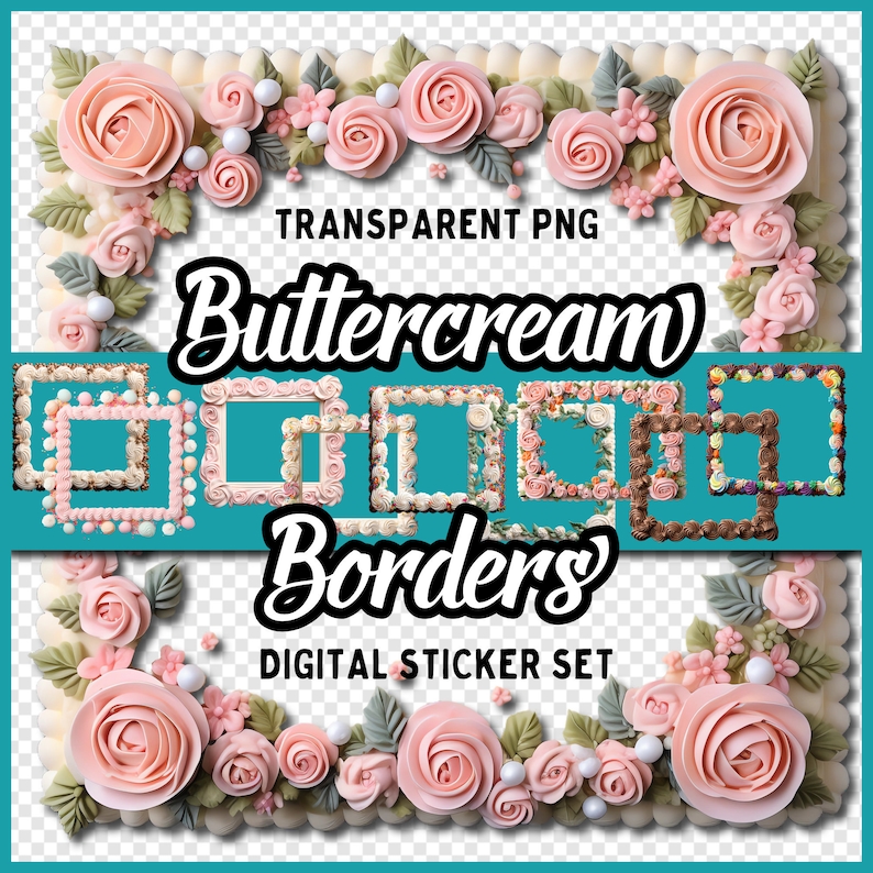 Buttercream Borders Clip Art: Photorealistic Piped Icing Photo Frame ...