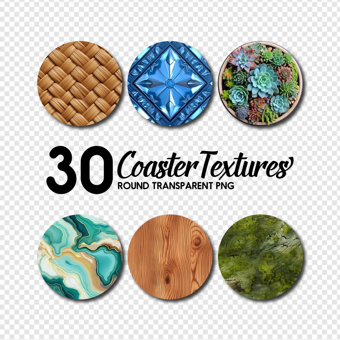 Textures for Coasters PNG Bundle, 30 Patterns Realistic Wood Marble ...