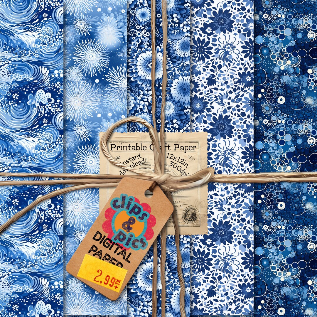 Blue Digital Paper Pack, Instant Download JPG - Etsy