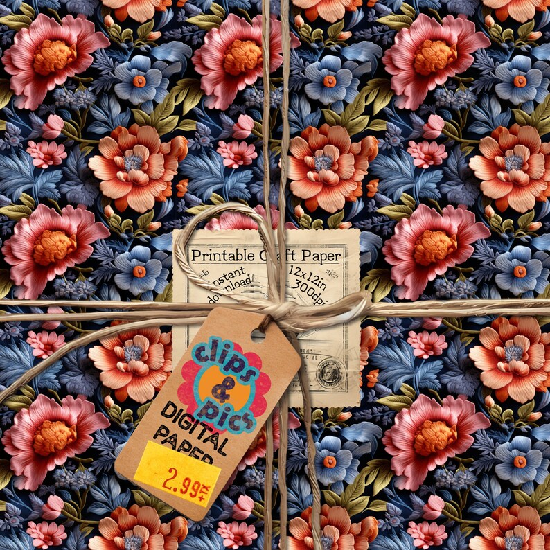 Embroidered Floral Textures Digital Paper Pack, Seamless Patterns ...