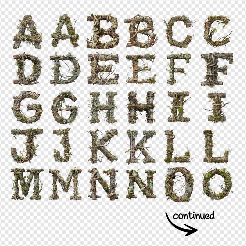 Twig and Twine Letters: Full Alphabet PNG Set on Transparent ...