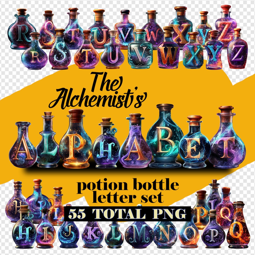 Alchemist's Alphabet: Magic Potion Bottle Letter Set, Full Wizard Witch ...